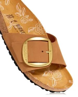 BIRKENSTOCK Madrid Big Buckle Printed Footbed Slide Sandals - Mink