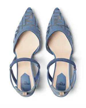 Fendi Elba Pointed Slingback Pumps - Blue