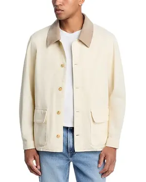 FRAME Canvas Jacket With Suede Collar - Off White
