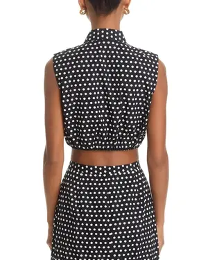 FRAME Sleeveless Polka Dot Shirt - Black Multi