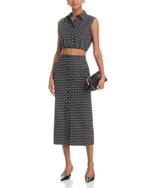 FRAME Sleeveless Polka Dot Shirt - Black Multi