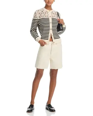 FRAME Coastal Stripe Crochet Cardigan