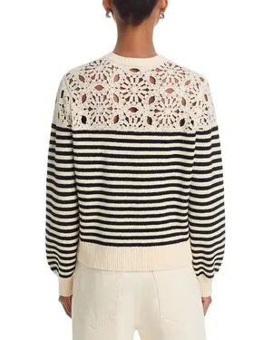 FRAME Coastal Stripe Crochet Cardigan