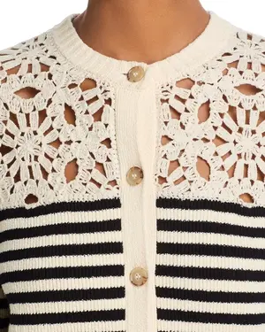 FRAME Coastal Stripe Crochet Cardigan