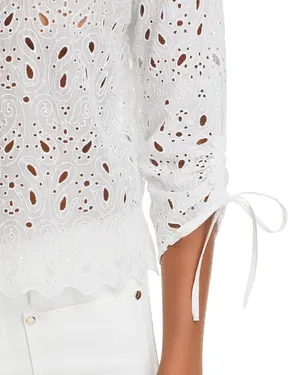 FRAME Paisley Eyelet Cinch Sleeve Shirt