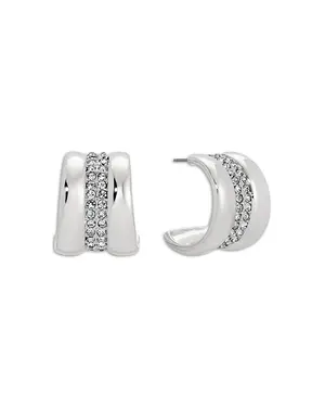 Ettika Pave Cubic Zirconia Hoop Earrings - Silver