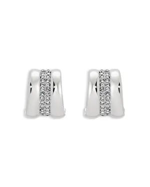 Ettika Pave Cubic Zirconia Hoop Earrings - Silver