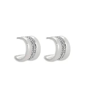 Ettika Pave Cubic Zirconia Hoop Earrings - Silver