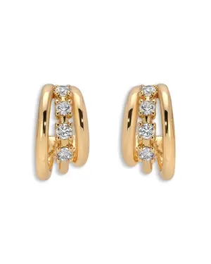 Ettika Mini Hoop Earrings With Zirconia - Gold