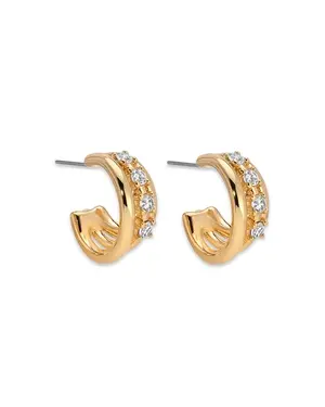 Ettika Mini Hoop Earrings With Zirconia - Gold