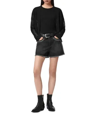 ALLSAINTS Heidi Stud Trim Shorts