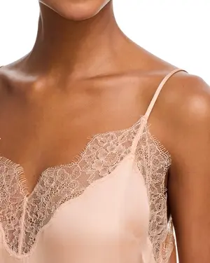 ANINE BING Lace Trim Silk Blend Camisole - Pink