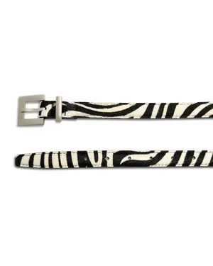 ANINE BING Nicola Print Calf Hair Belt - Zebra