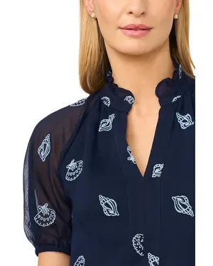 CECE DUPRAZ Embroidered Seashell Blouse
