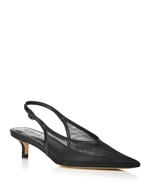 Aqua Kitie Mesh Slingback Pumps - Black Mesh