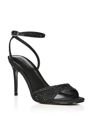 Aqua Naya Embellished Mesh High Heel Sandals - Black Multi