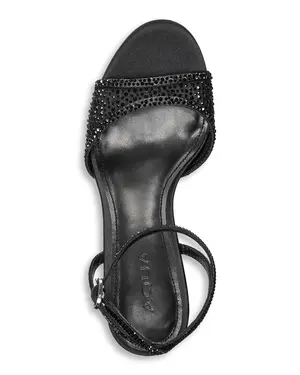 Aqua Naya Embellished Mesh High Heel Sandals - Black Multi