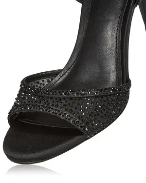 Aqua Naya Embellished Mesh High Heel Sandals - Black Multi
