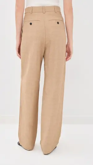 FRENKEN Tailored Pleated Linen Blend Trousers