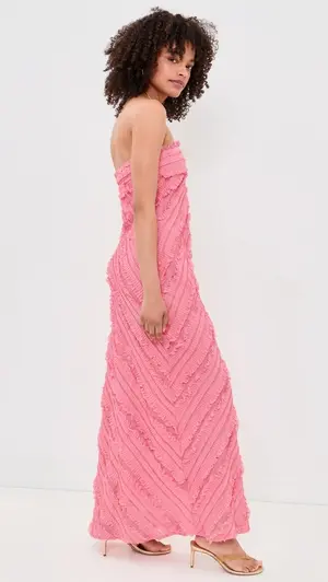 Endless Rose Strapless Ruffled Maxi Dress