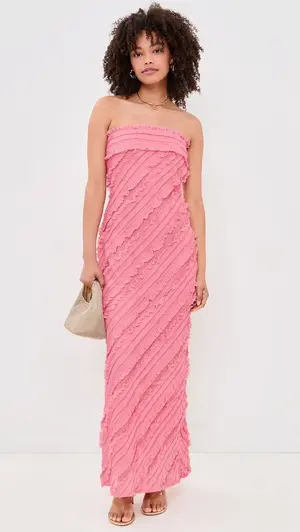 Endless Rose Strapless Ruffled Maxi Dress