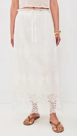 HOUSE OF SUNNY Blossom Embroidered Maxi Skirt