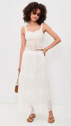 HOUSE OF SUNNY Blossom Embroidered Maxi Skirt