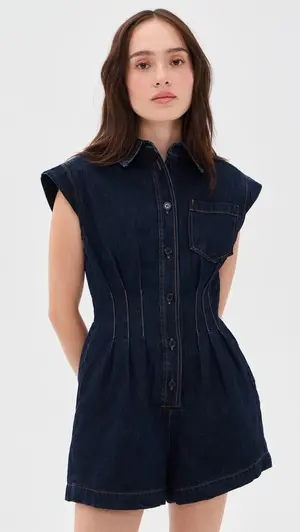 Line & Dot Flavia Denim Romper