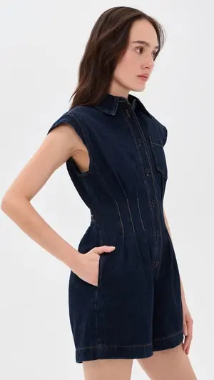 Line & Dot Flavia Denim Romper