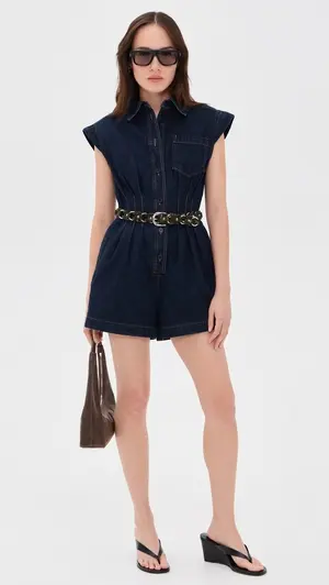 Line & Dot Flavia Denim Romper