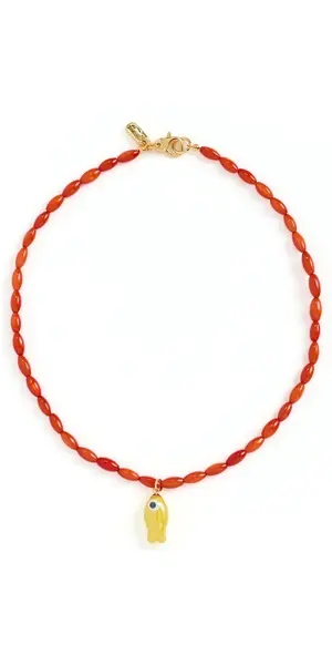 LOGAN TAY Beaded Fish Pendant Necklace - Orange