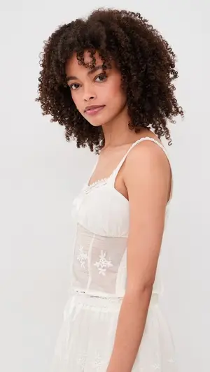 HOUSE OF SUNNY Blossom Embroidered Sweetheart Neck Top