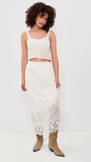 HOUSE OF SUNNY Blossom Embroidered Sweetheart Neck Top