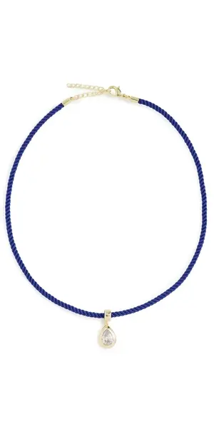 ADINA EDEN Pear Bezel Pendant & Twisted Necklace - Gold