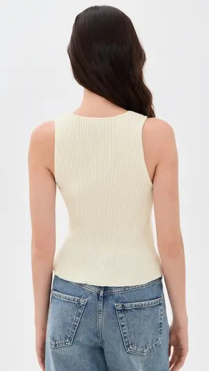 Paige Bronwyn Tank With Square Neck And Ruffle Trim - Ivory