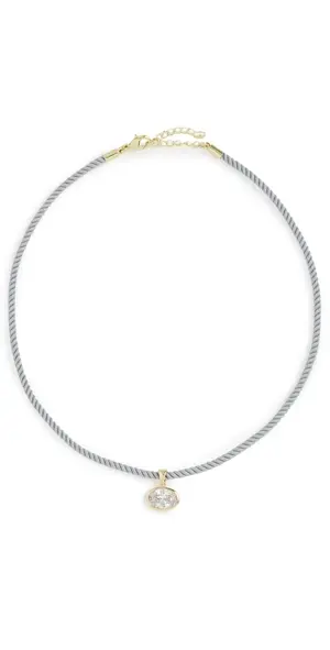 ADINA EDEN Bezel Charm & Colored Rope Necklace - Gold