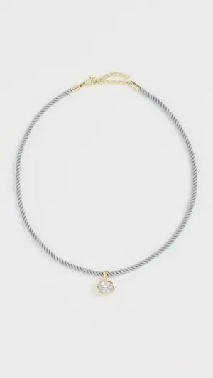 ADINA EDEN Bezel Charm & Colored Rope Necklace