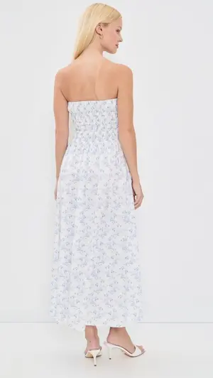 Caroline Constas Ivette Floral Print Strapless Maxi Dress
