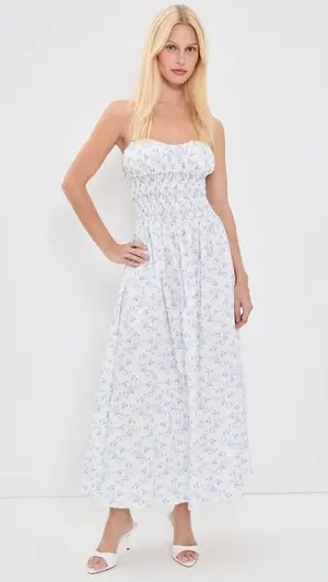 Caroline Constas Ivette Floral Print Strapless Maxi Dress