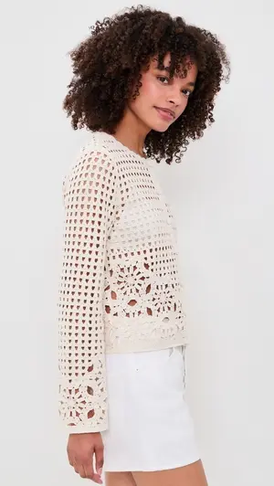 FRAME Crochet Cardigan With Floral Detail