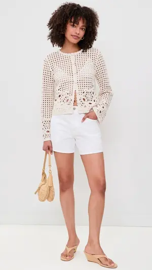 FRAME Crochet Cardigan With Floral Detail