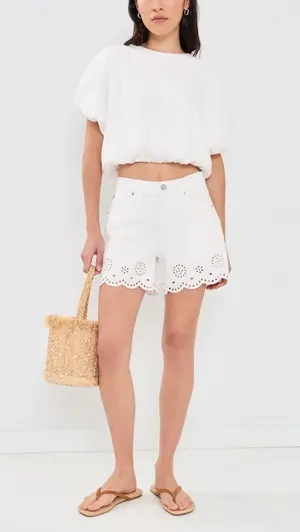 FRAME Eyelet Denim Shorts