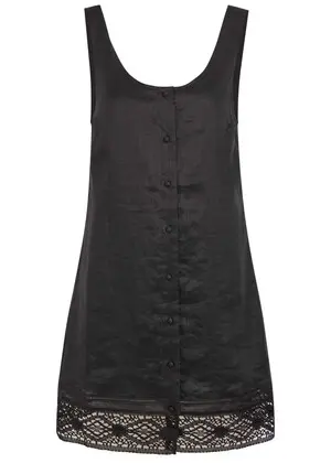 FRAME Embroidered Ramie Mini Dress - Black