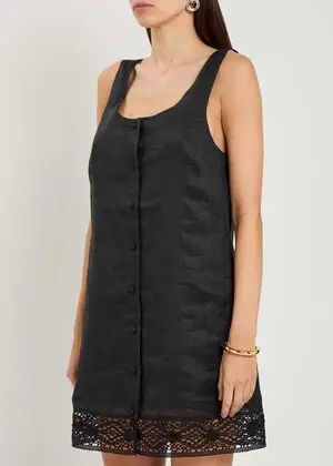 FRAME Embroidered Ramie Mini Dress