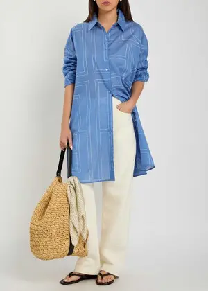 TOTEME Embroidered Cotton-blend Shirt - Blue