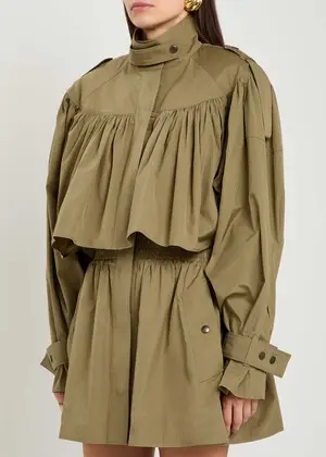 Chloé Gathered Cotton-poplin Coat