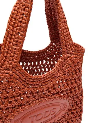 TOD'S Manici Mini Raffia Top Handle Bag