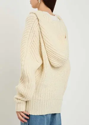 Stella McCartney Hooded Cashmere And Wool-blend Cardigan - Cream