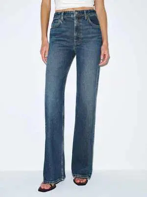 REFORMATION Hunter Stretch Mid Rise Wide Leg Jeans
