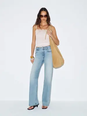 REFORMATION Hunter Stretch Mid Rise Wide Leg Jeans